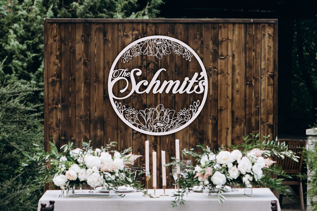 Wedding Backdrop for Reception, Wedding Reception Sign, Last Name Wood ...