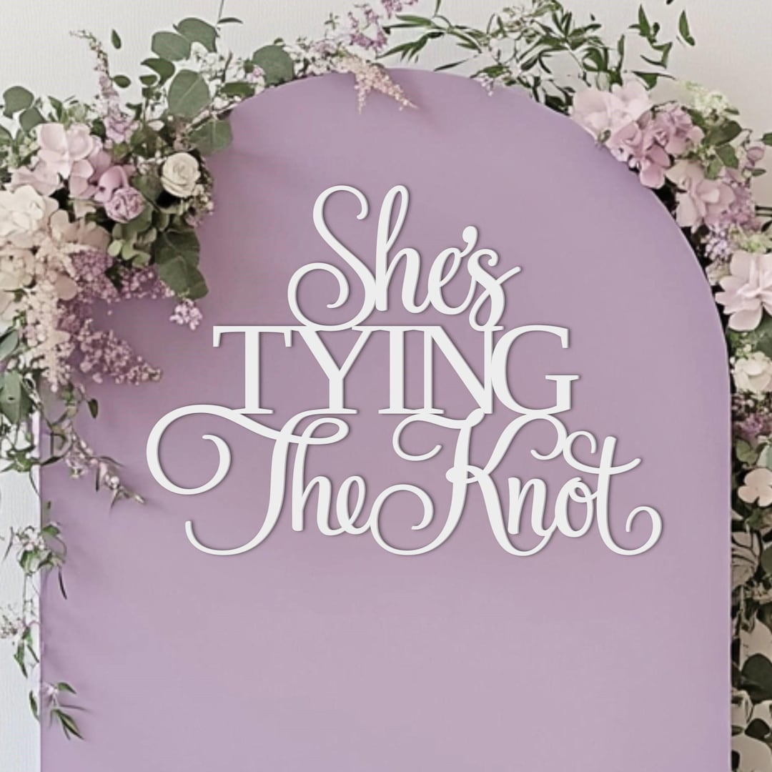 She's Tying the Knot Sign for Bridal Shower Backdrop Wall Decorations, 3D Wooden Hen Party Photo ...