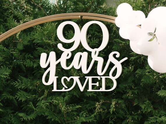 Milestone Birthday Decor 90 Years Loved Birthday Banner - Happy 90th ...
