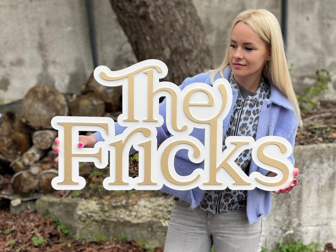 Large Last Name Sign, Double Layer Family Name Sign, Sturdy Wedding ...