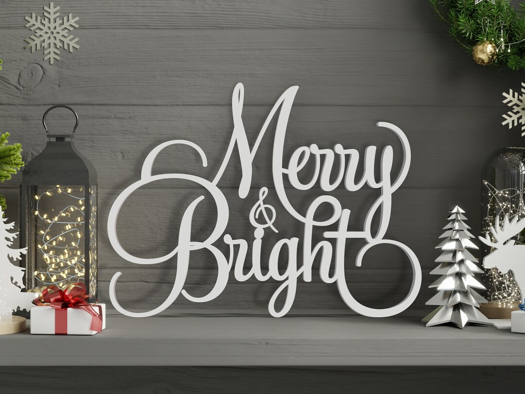 Merry and Bright Sign, Large Christmas Signs, Merry and Bright ...