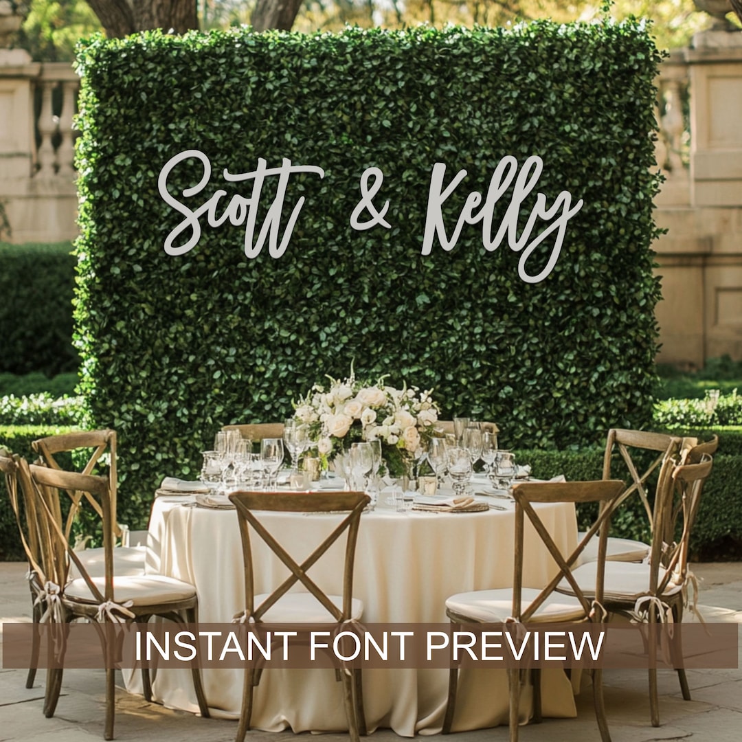 Personalized Large Engagement Names Sign for Boxwood Greenery Backdrop ...