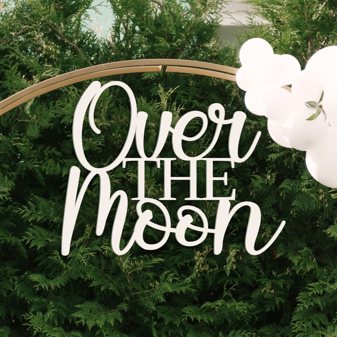 Over the Moon Sign for Baby Shower Backdrop Decoration, Moon Birthday ...