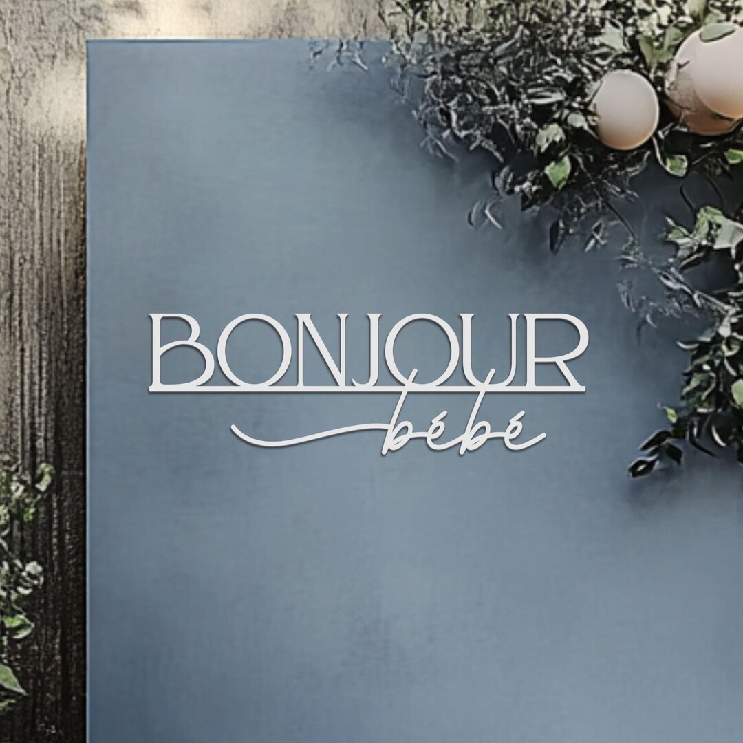 Bonjour Bebe Sign for Baby Shower Backdrop Wall Decorations Wooden ...