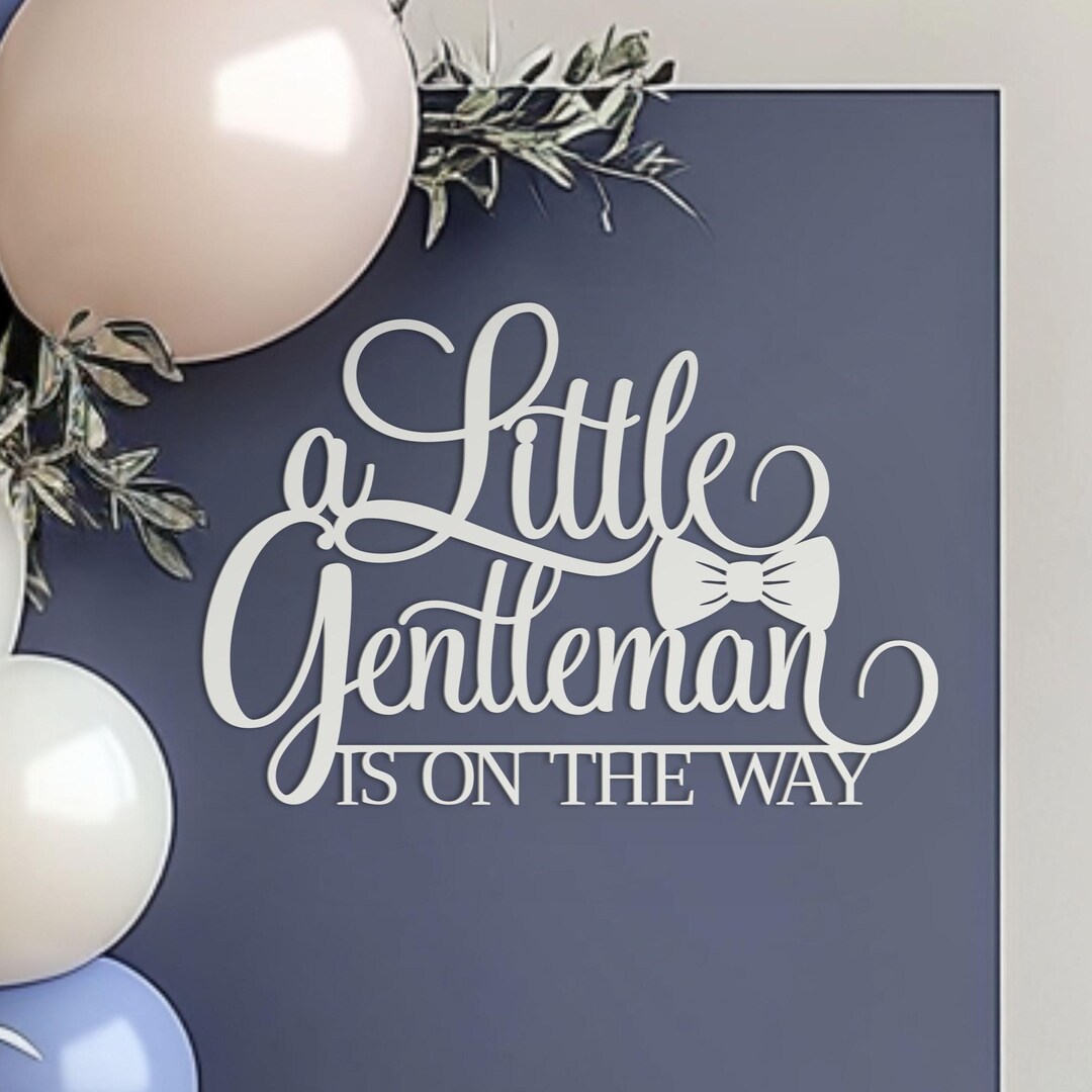 A Little Gentleman is on the Way Sign for Baby Shower Backdrop Wall Decorations With Bow Tie ...