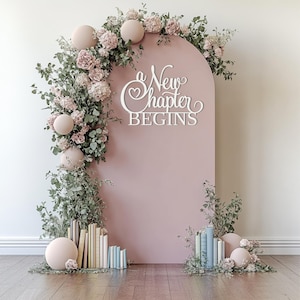 A New Chapter Begins Sign for Bridal Shower or Baby Shower Backdrop ...