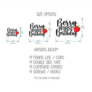 Berry First Birthday Sign With Red Strawberry for 1st Birthday Party ...