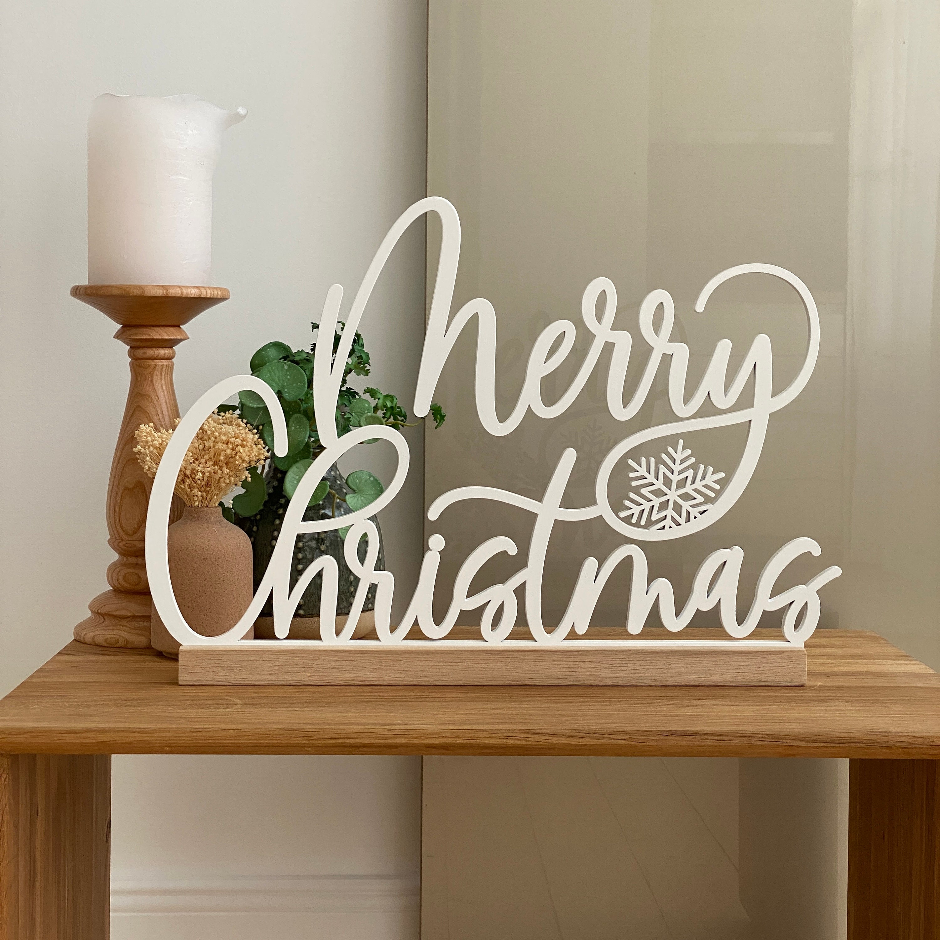 Freestanding Merry Christmas Sign, Christmas Centerpiece, Christmas ...
