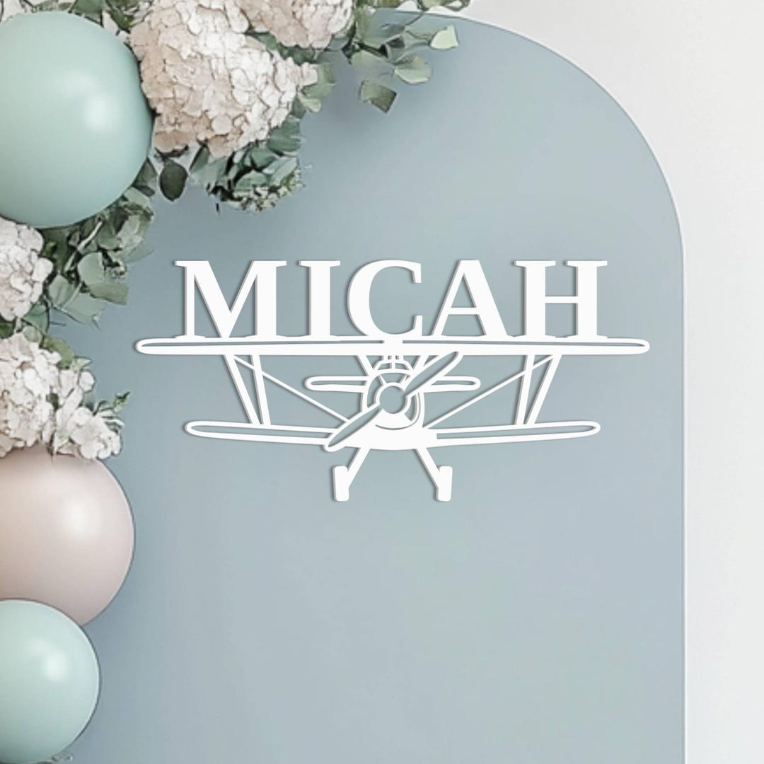 Retro Airplane Name Sign for Backdrop Wall Decorations, Plane Nursery ...