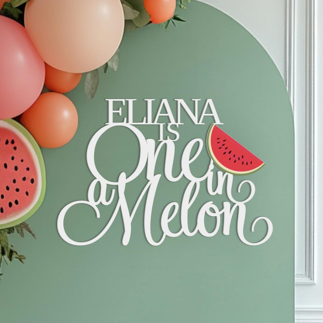 One in a Melon Sign for First Birthday Backdrop Wall Decorations ...