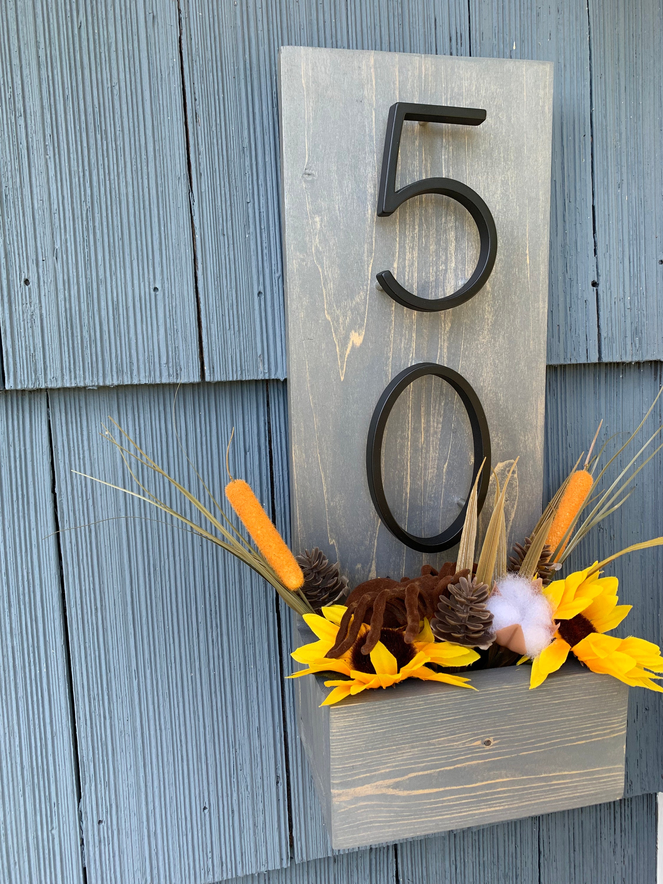 House Number With Flower Box - Etsy