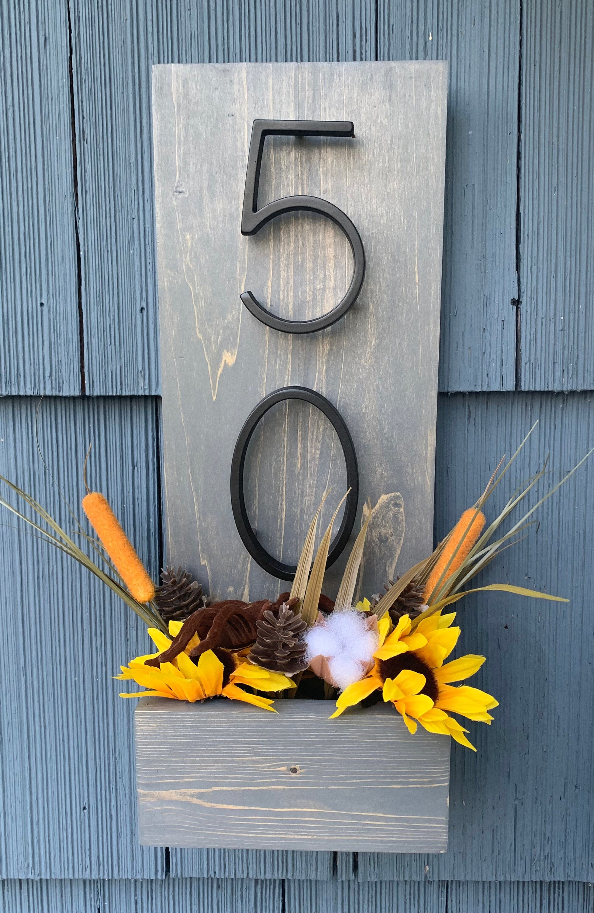 House Number With Flower Box - Etsy