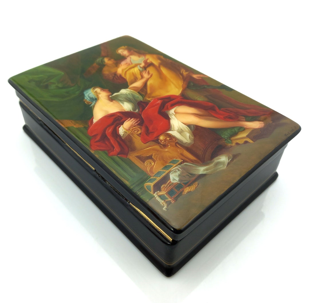 Russian Lacquer Box Fedoskino, Large Lacquer Miniature Roman Mythology ...