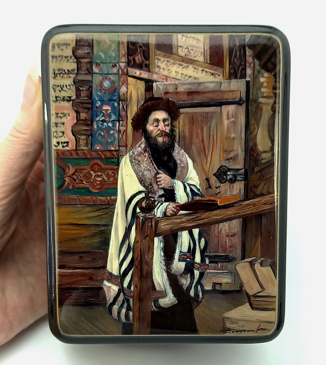 Russian Lacquer Box Fedoskino Shema Israel Judaica 100% Hand Work - Etsy