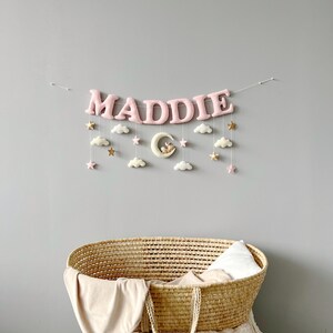 Custom Name Banner Bunny Nursery Decor Personalized Baby Name Sign Girl ...