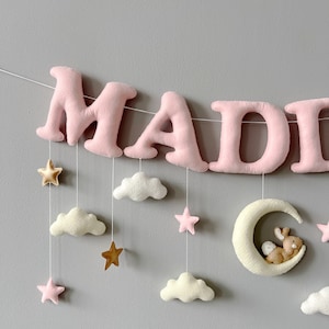 Custom Name Banner Bunny Nursery Decor - Personalized Baby Name Sign ...
