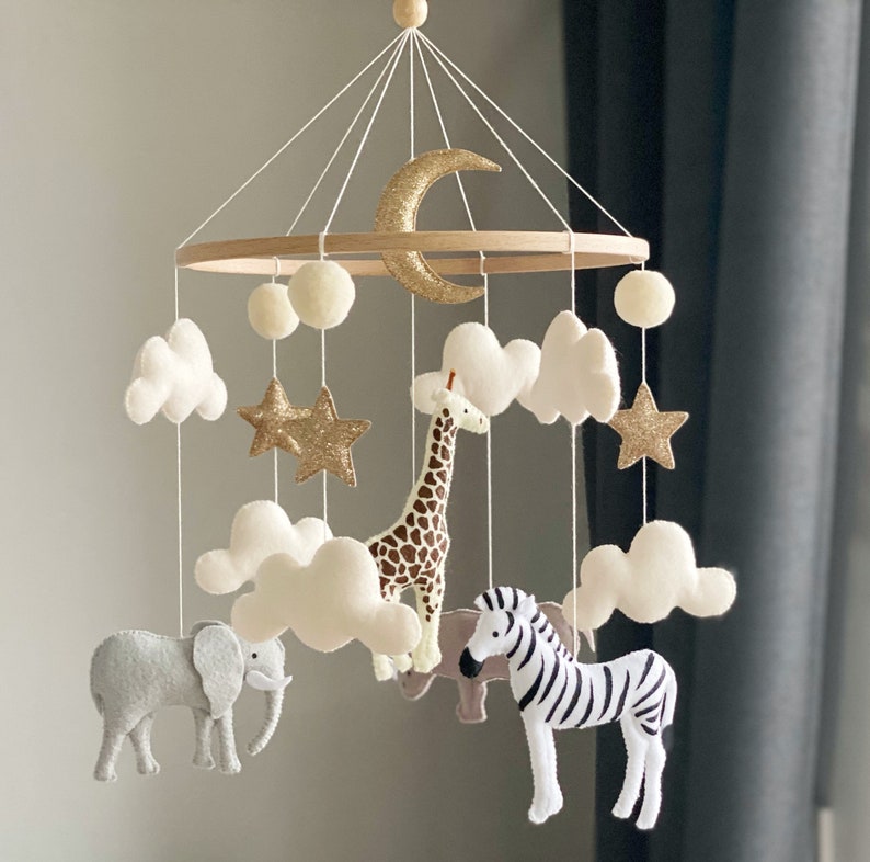 Baby Mobile Neutral Animals Africa Nursery Mobile Felt Africa - Etsy