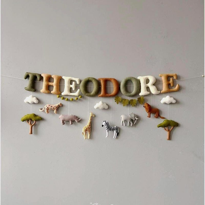 Safari Name Nursery Felt - Etsy