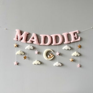 Custom Name Banner Bunny Nursery Decor - Personalized Baby Name Sign ...
