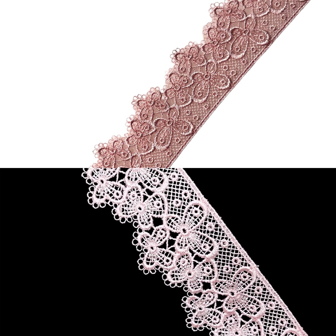 Embroidered Butterflies on Tulle 1.25" Wide Trim- Dusty Mauve or Baby ...