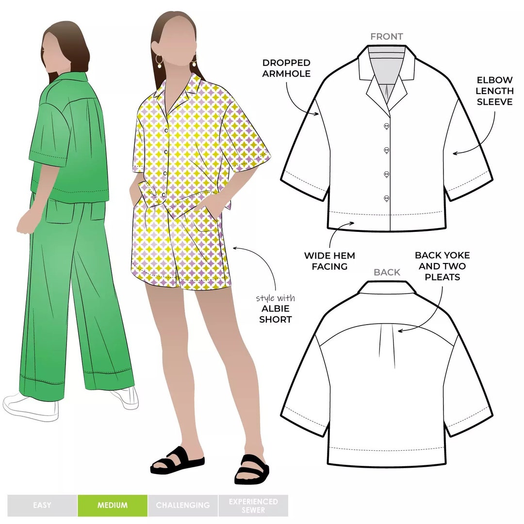 Albie Woven Shirt- Style Arc Paper Pattern- Sizes 4-16, 10-22, 18-30 - Etsy