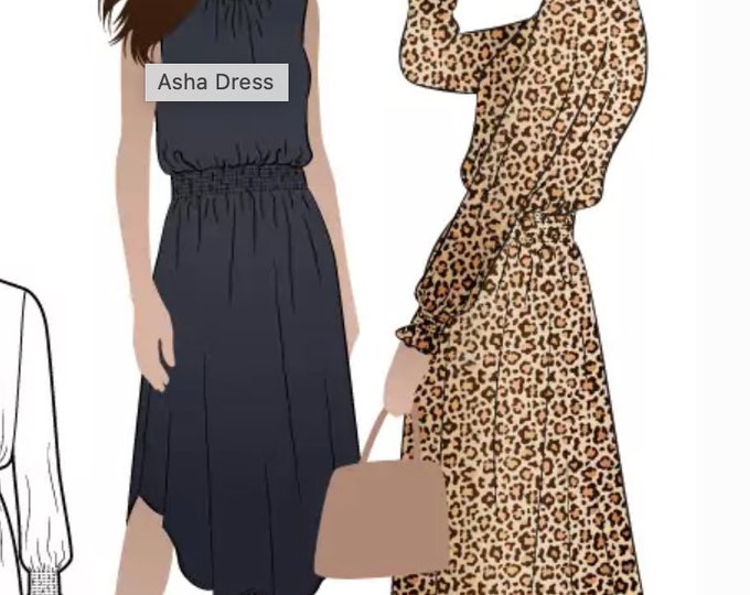 Asha Dress- Style Arc Paper Pattern- Sizes 4-16 - Etsy