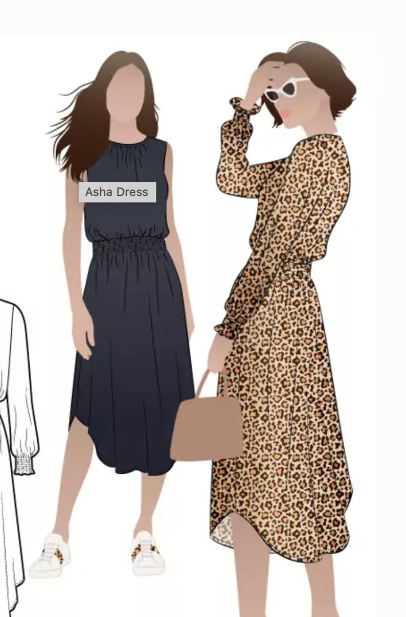 Asha Dress Style Arc Paper Pattern Sizes 4-16 - Etsy