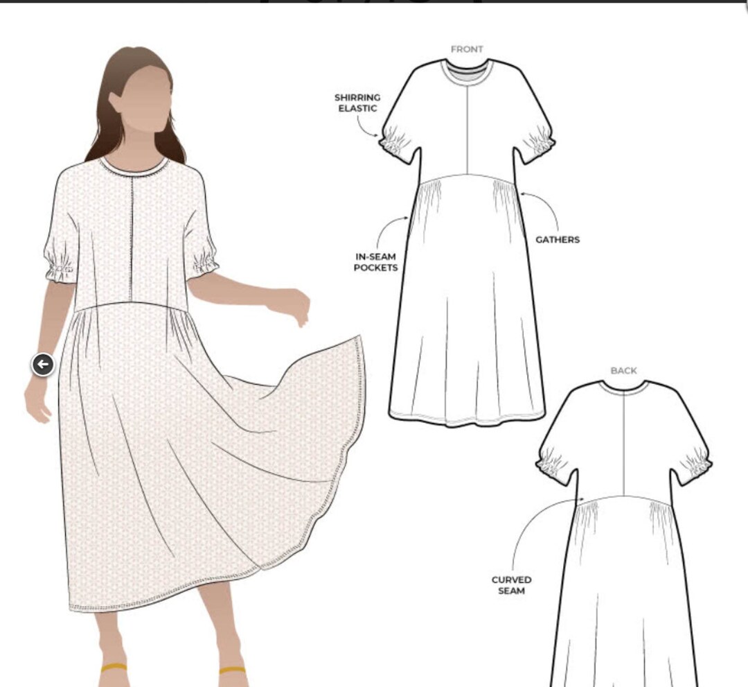 Eileen Dress- Style Arc Paper Pattern- Sizes 4-16, 10-22, 18-30, 28-36 ...