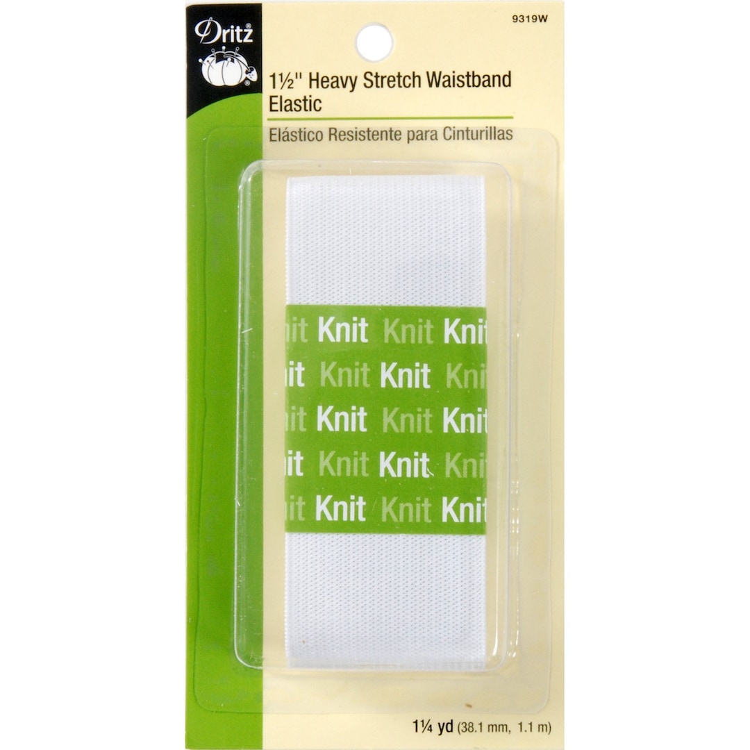 Dritz Heavy Stretch Waistband Elastic 1-1/2", White- 1-1/4 Yd Length ...