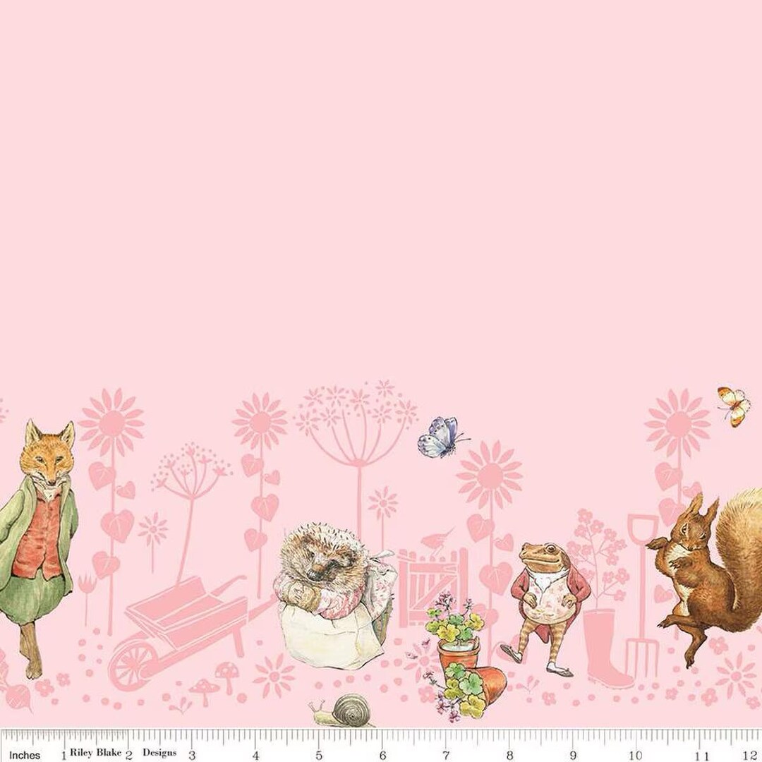 Peter Rabbit™ & Friends Border Print Pink- Beatrix Potter- Cotton ...