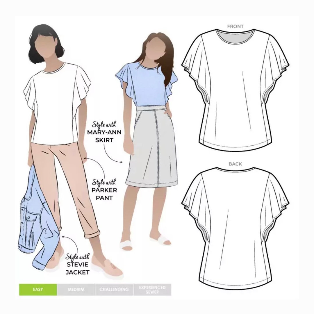 FOR SEWING: Posie Knit Top- Style Arc Paper Pattern- Sizes 4-16, 10-22 ...