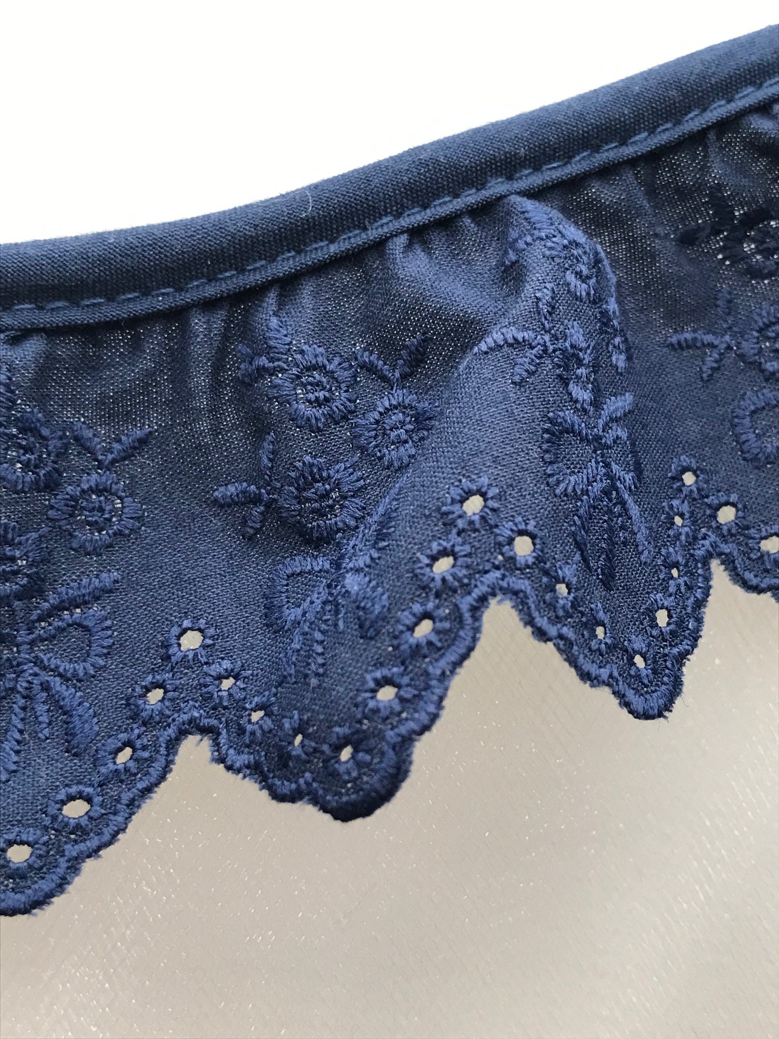 Navy Blue Flowers and Bows Eyelet- Broderie Anglaise- Lace Trim 5297 - Etsy