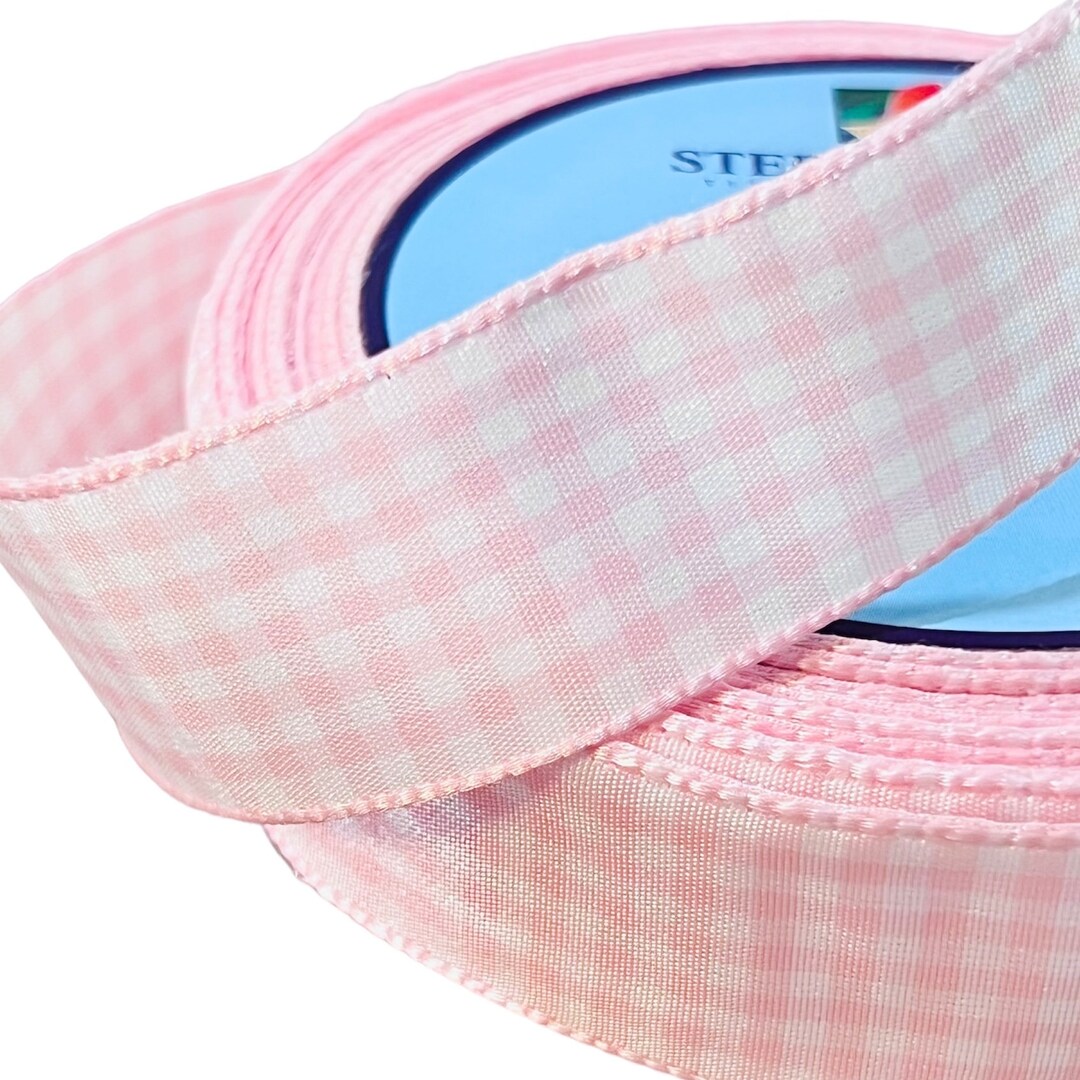 Light Pink, White Gingham Ribbon- Ruban Vichy- 1” Wide- 5 Yard Minimum ...