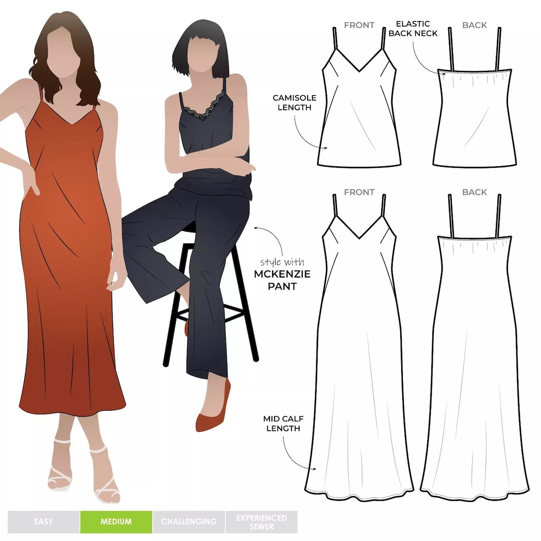 FOR SEWING: Kingsley Bias Cut Dress and Cami- Style Arc Paper Pattern ...