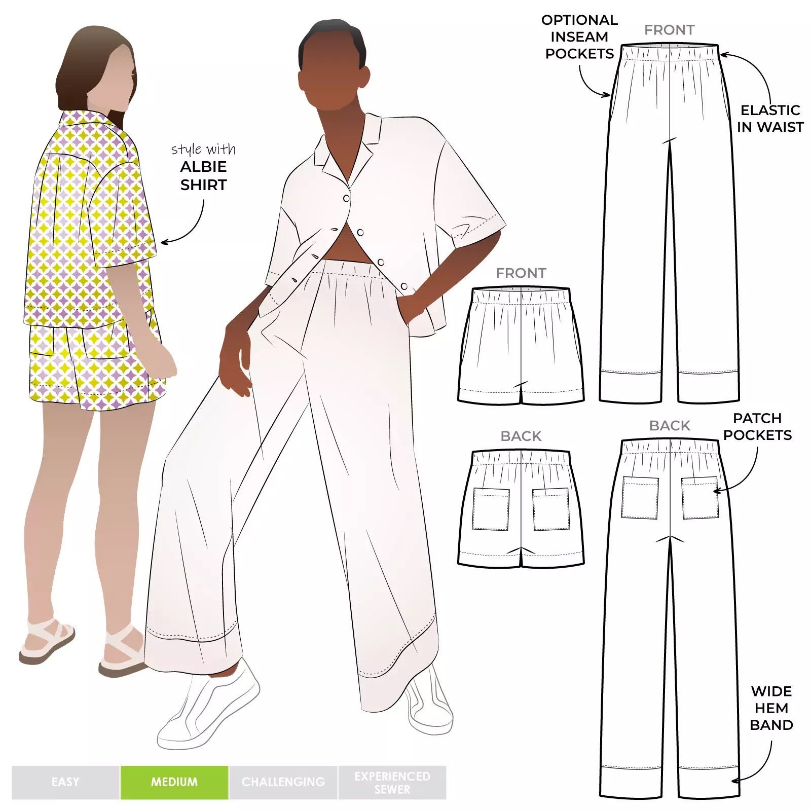 Albie Woven Pant- Style Arc Paper Pattern- Sizes 4-16, 10-22, 18-30 - Etsy