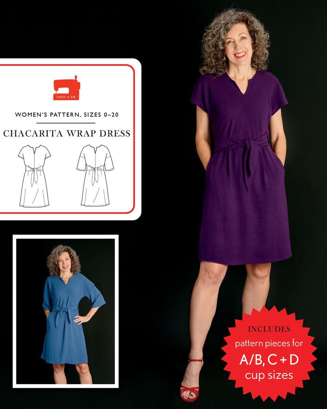 Chacarita Wrap Dress Paper Pattern- Liesl + Co. (wide Wovens ...