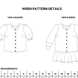 Wren Blouse and Dress Paper Pattern- Chalk + Notch - Etsy