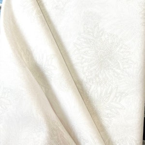 White slightly Off-white chalk Floral Cotton Fabric - Etsy