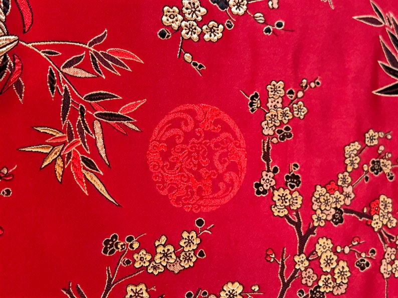 Red, Gold/ Black Bamboo Asian Inspired Brocade - Etsy