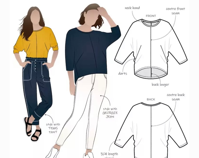 Rhea Knit Top Style Arc Paper Pattern Sizes 4-16, 10-22, 18-30 - Etsy