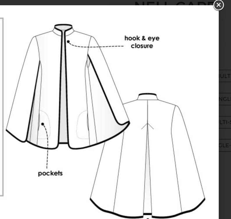 Nell Cape Style Arc Paper Pattern Sizes 4-16 - Etsy