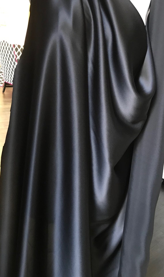Rich Black Pure Silk Charmeuse Fabric 54 Wide 311 | Etsy