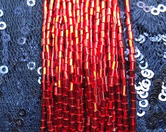 Red Bugle Beads - Etsy