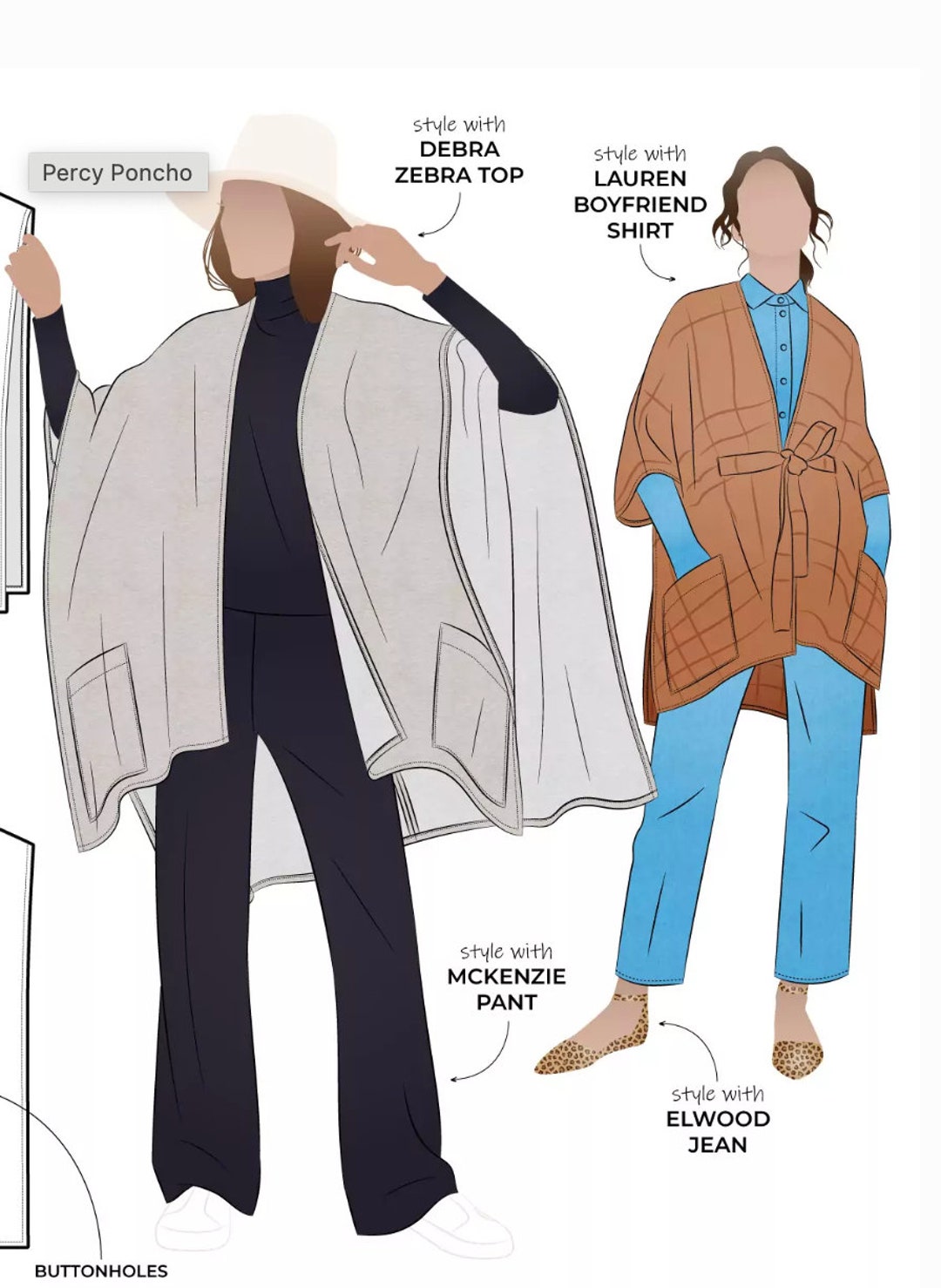 Percy Poncho- Style Arc Paper Pattern- Sizes 4-16, 10-22 - Etsy