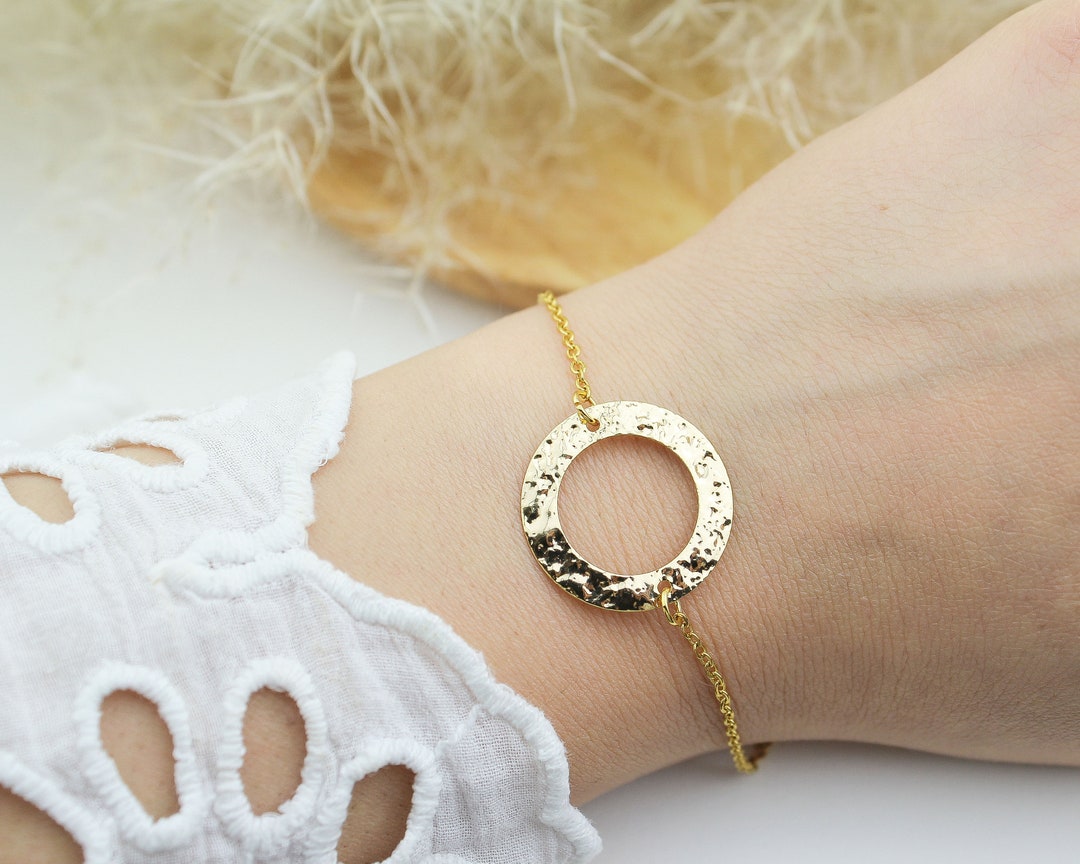 Bracelet Woman Ring Hammered Gold With Fine Gold, Gift Bracelet Woman ...