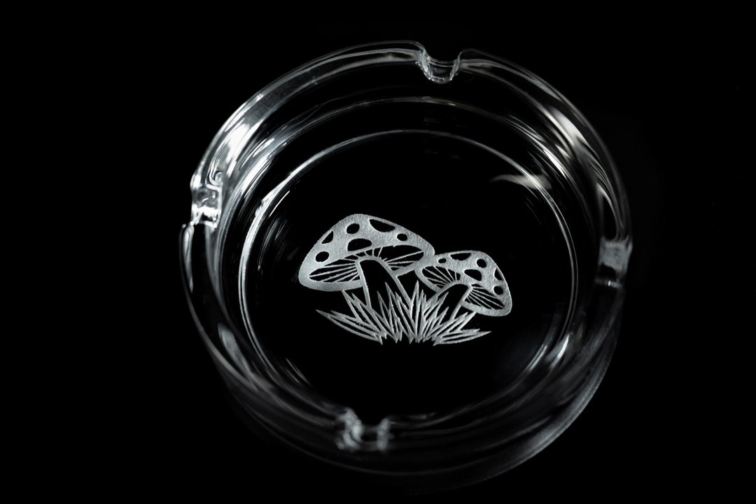 Engraved Trippy Mushroom Glass Ashtray - Etsy