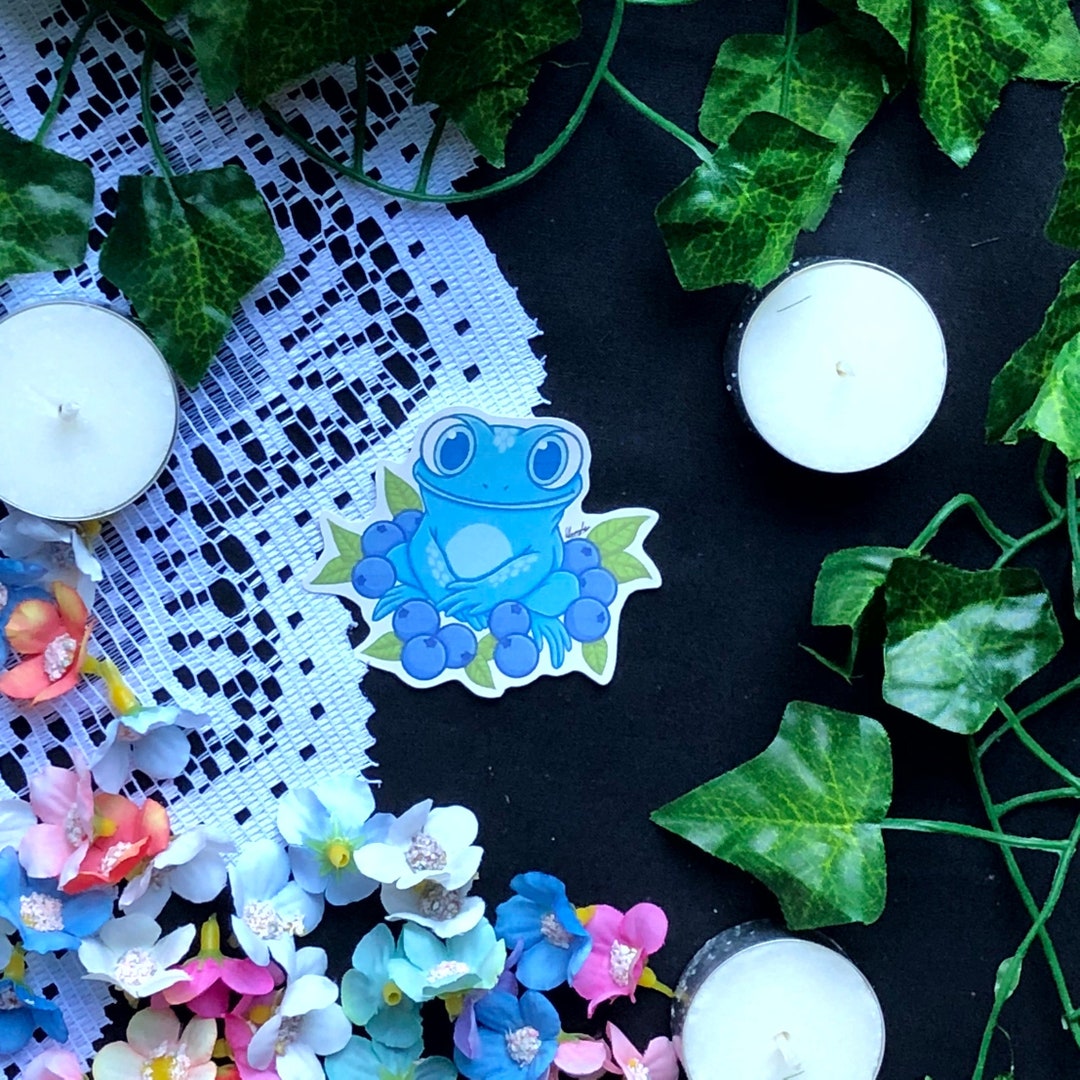 Blueberry Frog Sticker Original Artwork Gloss Die Cut - Etsy