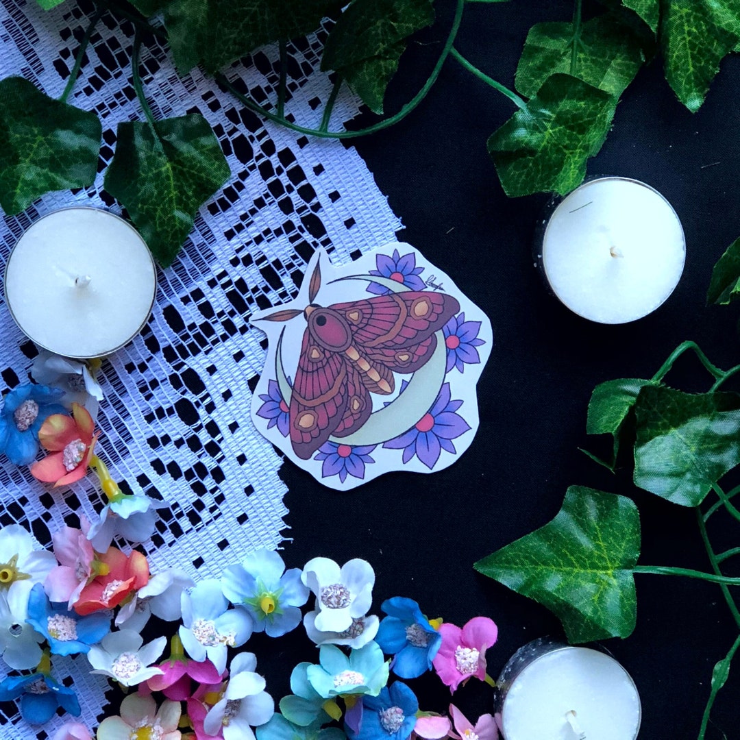 Moon Moth Sticker | Original Artwork | Gloss | Die Cut - Etsy