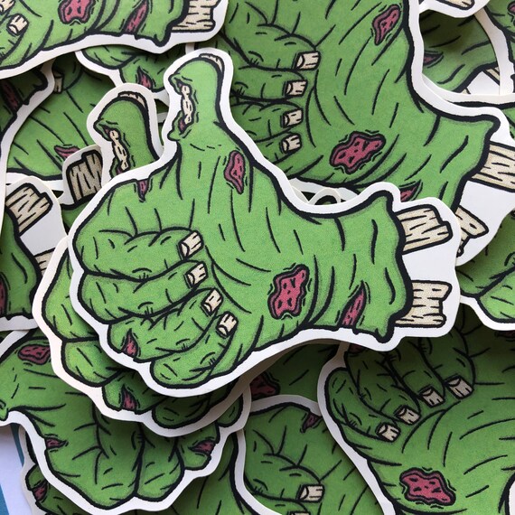 Green Zombie Thumbs Up Sticker Digital Drawing Gloss Die | Etsy