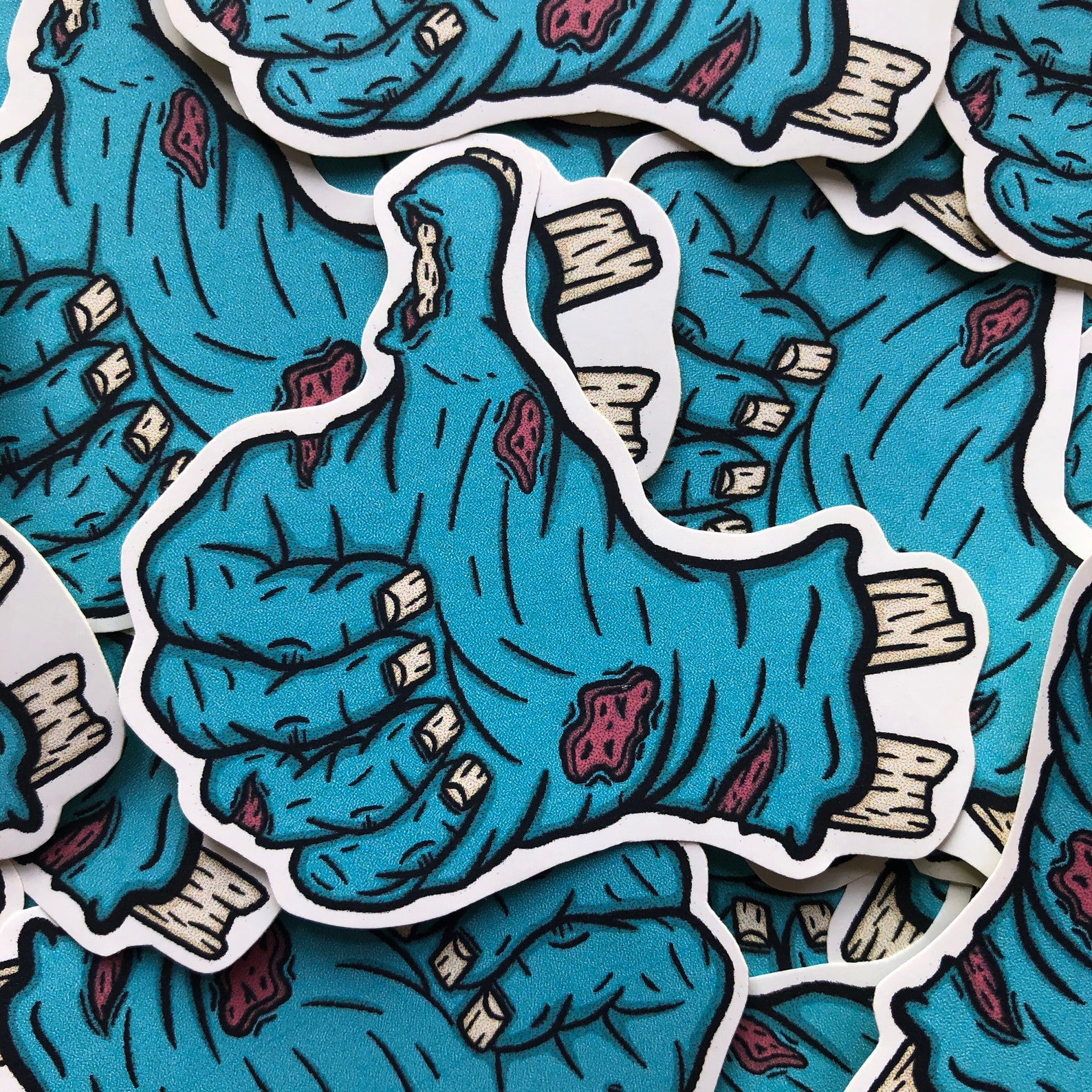 Blue Zombie Thumbs up Sticker Digital Drawing Gloss Die Cut - Etsy